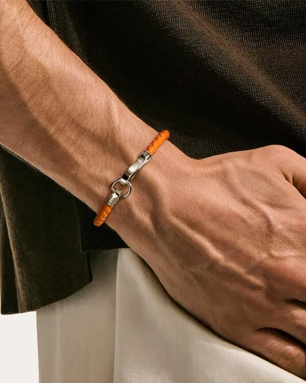 John Hardy Orange Leather Hook Clasp Bracelet