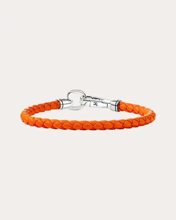 John Hardy Orange Leather Hook Clasp Bracelet