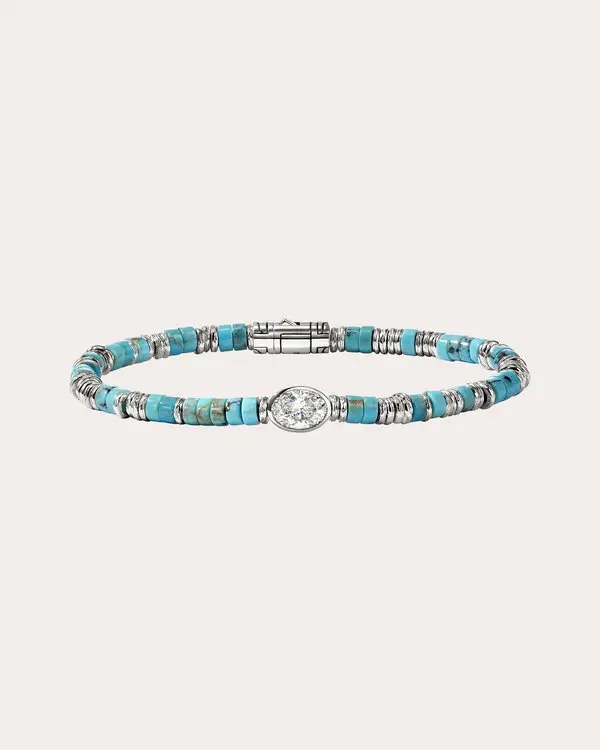 John Hardy Turquoise & Diamond Jh Lovestruck Heishi Bracelet - Silver