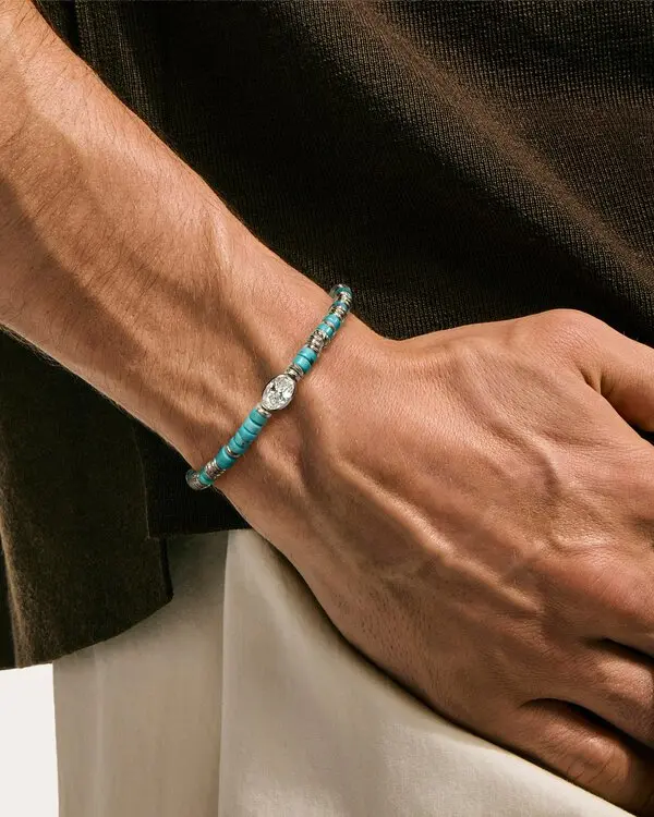 John Hardy Turquoise & Diamond Jh Lovestruck Heishi Bracelet