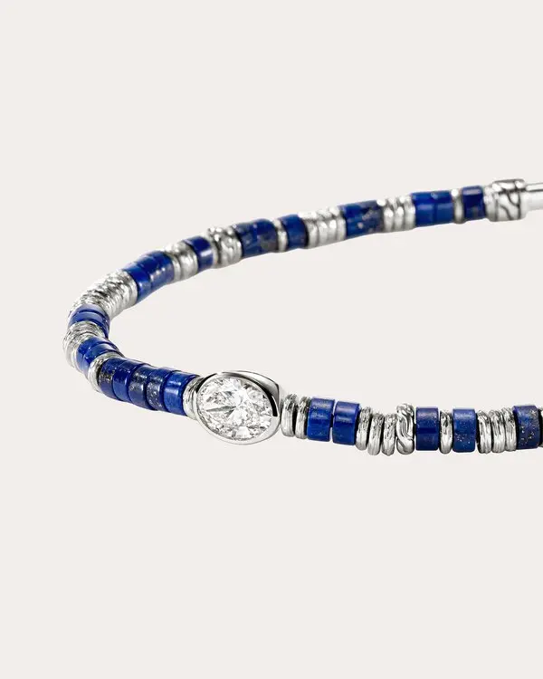 John Hardy Lapis & Diamond Jh Lovestruck Heishi Bracelet