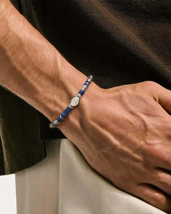 John Hardy Lapis & Diamond Jh Lovestruck Heishi Bracelet