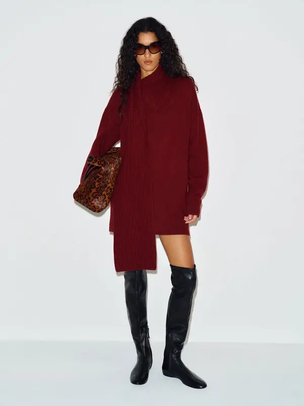 REFORMATION Sophia Cashmere Scarf Mini Dress - Red