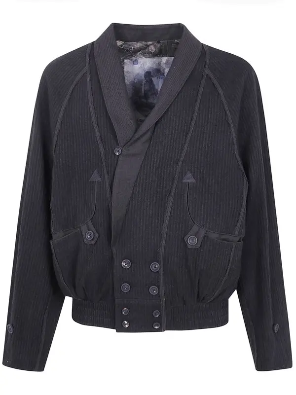 ZIGGY CHEN Cropped Shawl Collar Jacket - Blue
