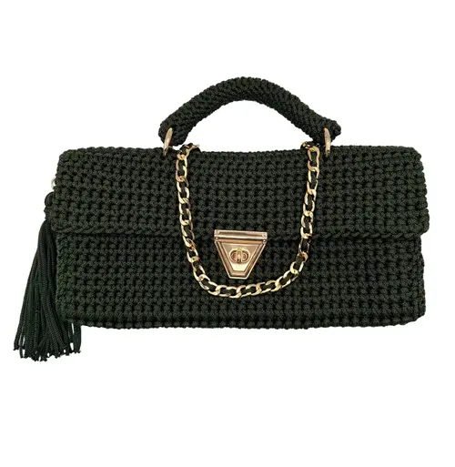MEERTENS LUXURY East West Macrame Clutch - Olive