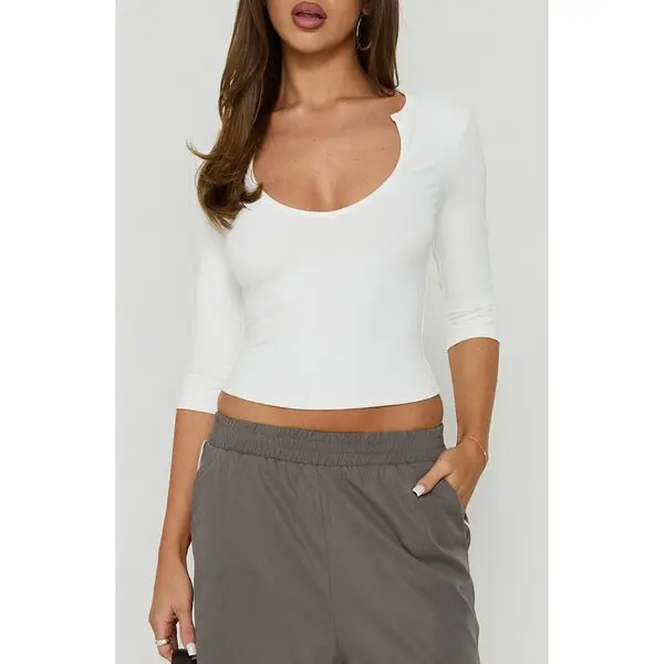 Princess Polly Daily Define Scoop Neck T-shirt - White