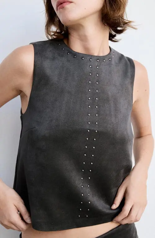 Mango Studded Sleeveless Top - Grey