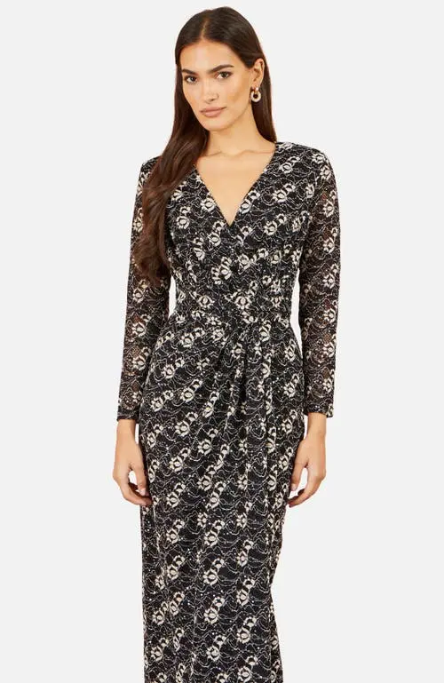 YUMI Brushed Lace Wrap Dress