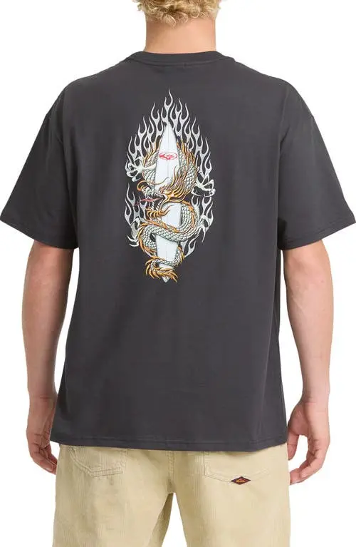 Quiksilver Dragon Slayer Graphic Oversized T-shirt - Phantom