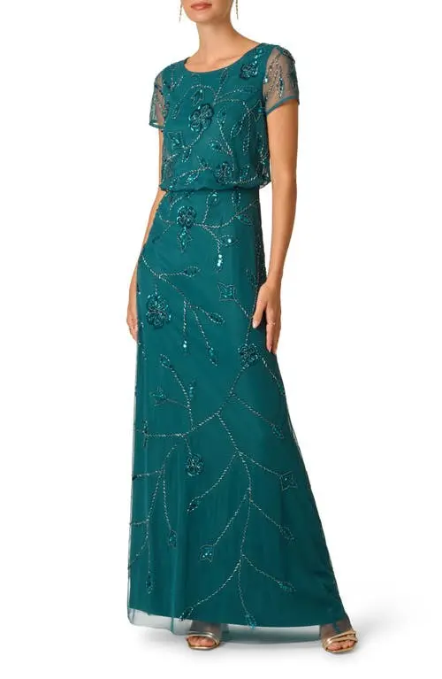 Adrianna Papell Beaded Blouson Gown