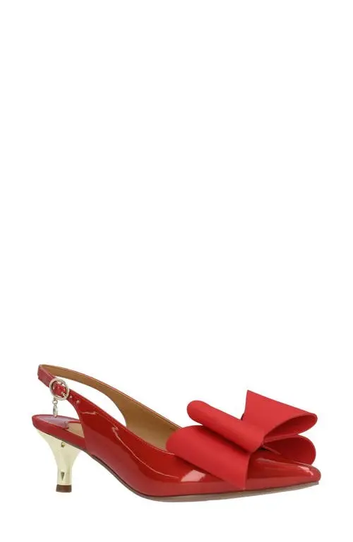 J. Reneé Delmare Bow Pointed Toe Slingback Pump - Red
