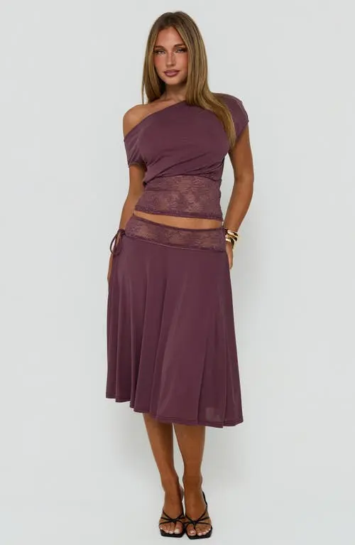 Princess Polly Marienna One Shoulder Lace Top - Plum