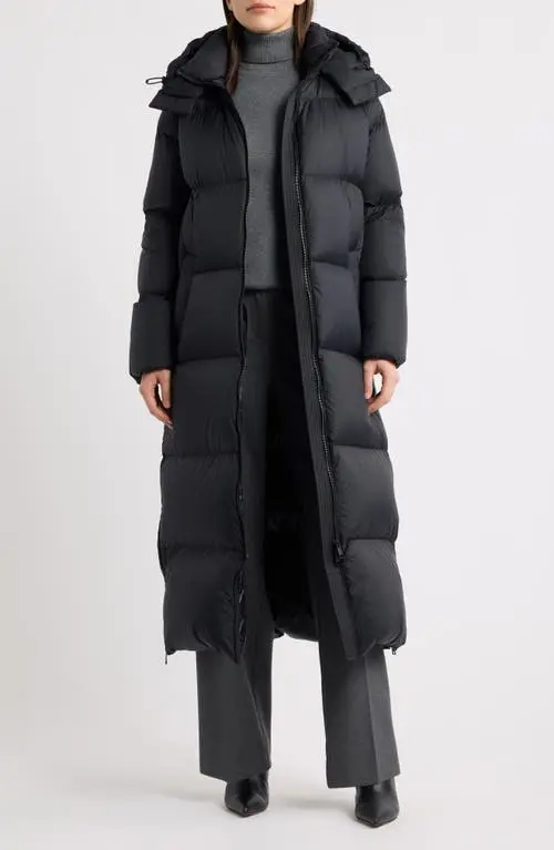 Vince Long Hooded Down Puffer Coat - Black