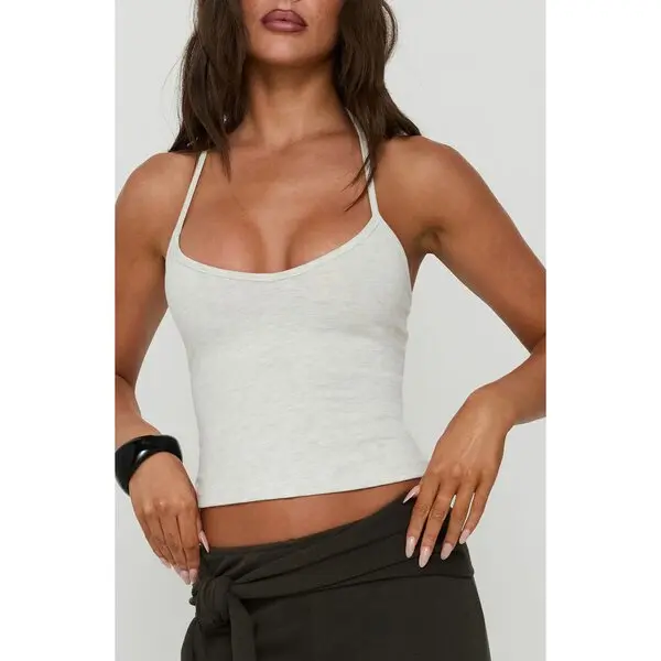 Princess Polly Cecilly Trim Racerback Tank - Grey Marle