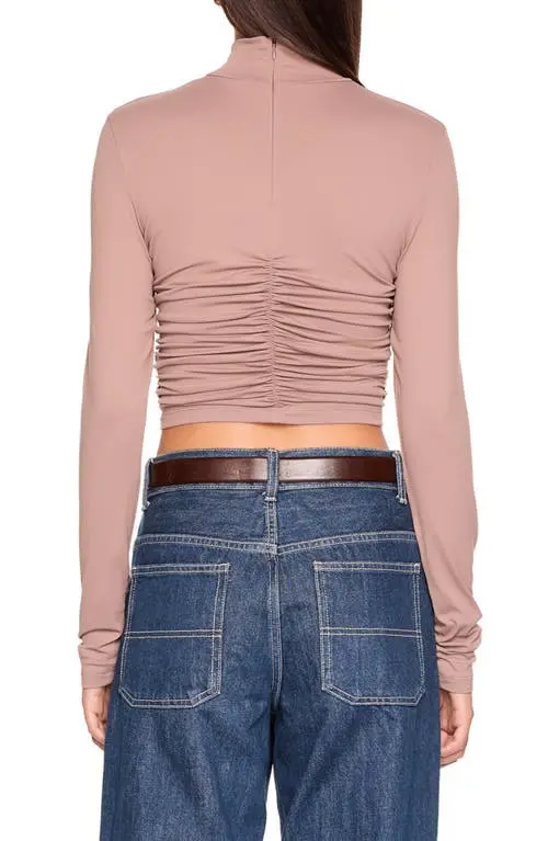 Susana Monaco Mock Neck Ruched Crop Top - Coco