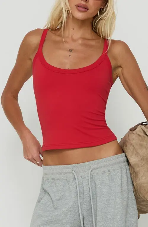 Princess Polly Kasper Cinched Tank Top - Fiery Red