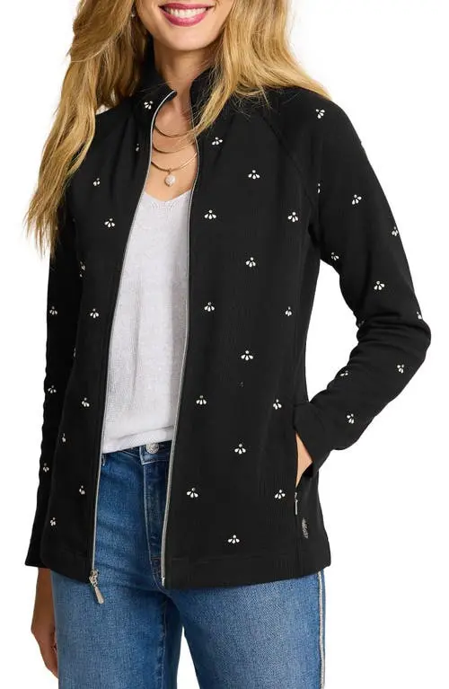 Tommy Bahama Aruba Trefoil Faux Pearl Full Zip Jacket - Black
