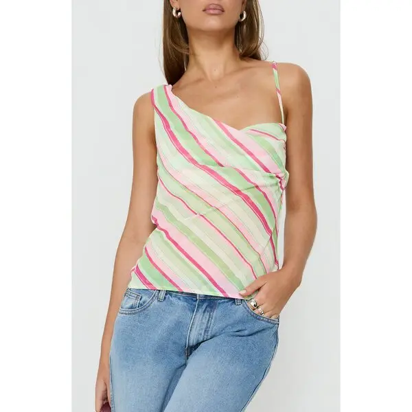 Princess Polly Winding Roads Layered Asymmetric Tank - Multi Stripe