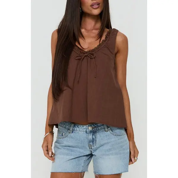 Princess Polly Antiquity Babydoll Top - Chocolate