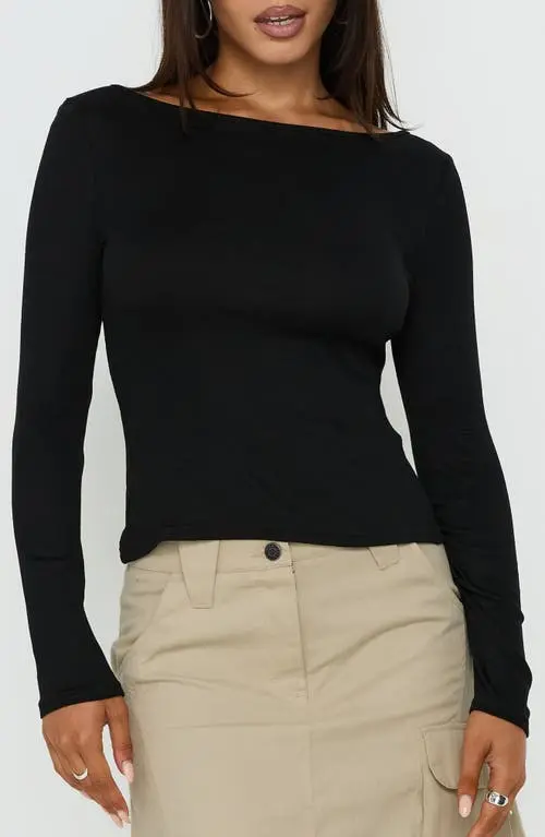 Princess Polly Long Weekends Boat Neck Semi-sheer Top