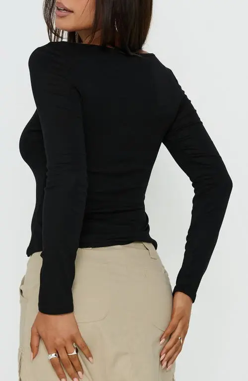 Princess Polly Long Weekends Boat Neck Semi-sheer Top