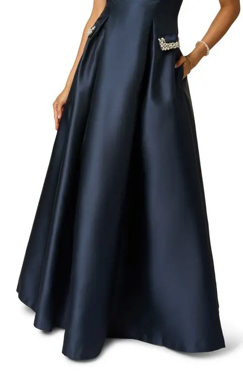Adrianna Papell Beaded Pocket Mikado Ball Gown