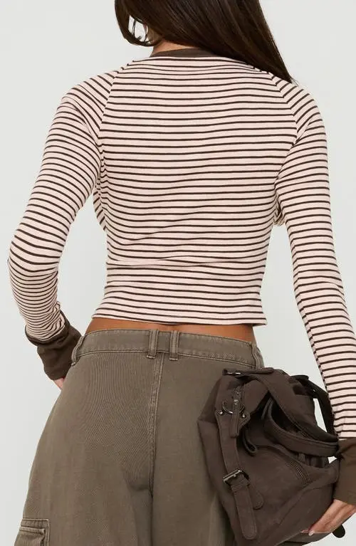 Princess Polly Aeriella Long Sleeve Raglan V-neck Top