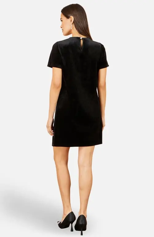 YUMI Velvet Tunic With Diamante Bow Collar