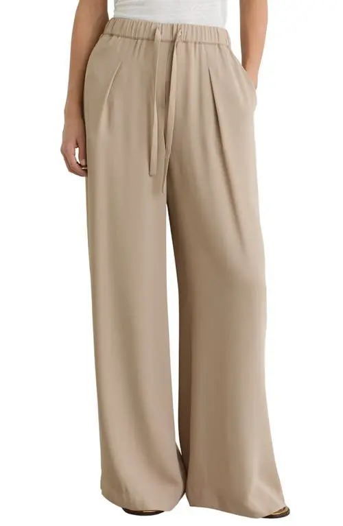REISS Amiee Wide Leg Drawstring Trousers - Neutral