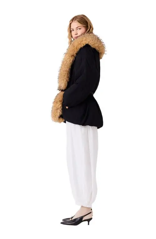 Maje Oversized Faux Fur Collar Parka