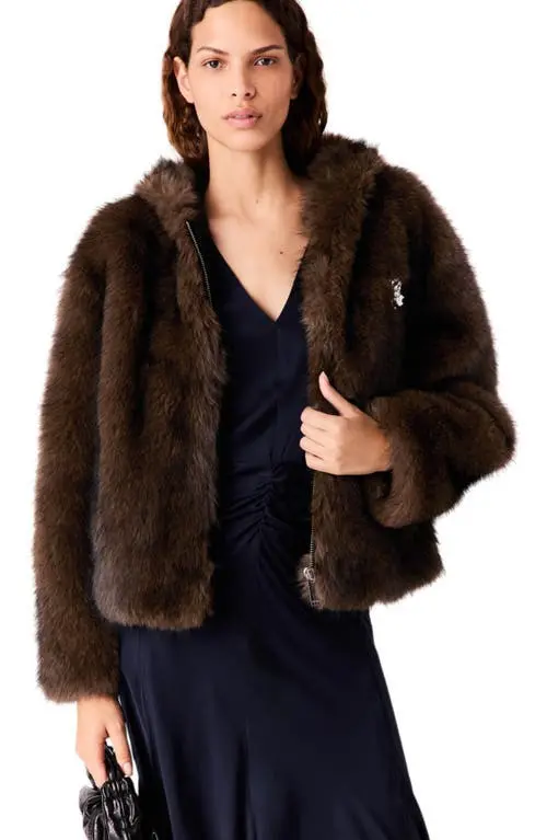 Maje Oversized Faux Fur Jacket