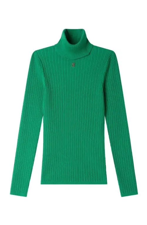 Sandro Cable Knit Roll-neck Sweater - Green