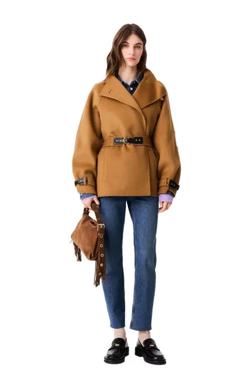 Maje Belted Mid-length Wool Coat