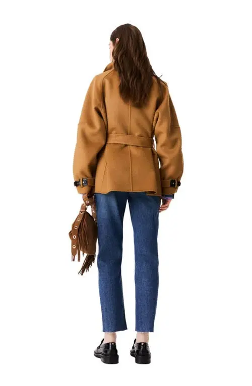 Maje Belted Mid-length Wool Coat