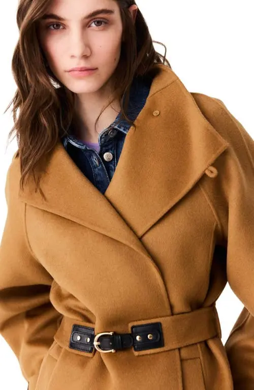 Maje Belted Mid-length Wool Coat