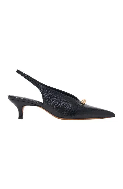 Maje Pointed Embossed Leather Slingbacks