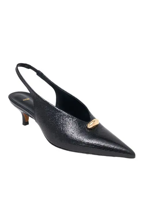 Maje Pointed Embossed Leather Slingbacks