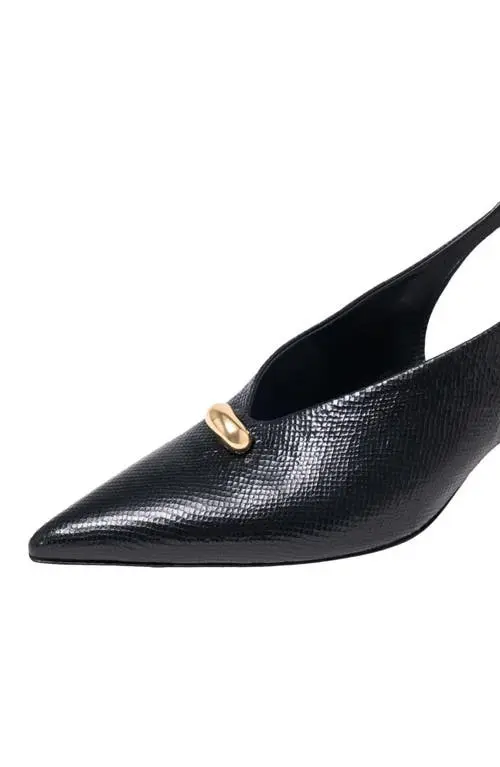 Maje Pointed Embossed Leather Slingbacks