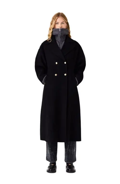 Maje Long Double-breasted Wool Coat