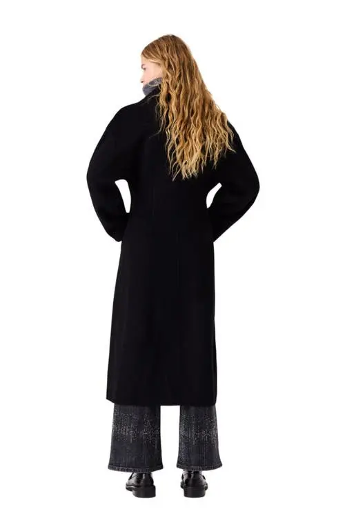 Maje Long Double-breasted Wool Coat