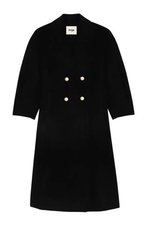 Maje Long Double-breasted Wool Coat