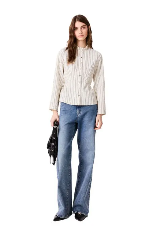 Maje Rhinestone High-neck Shirt