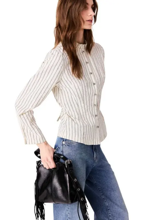 Maje Rhinestone High-neck Shirt