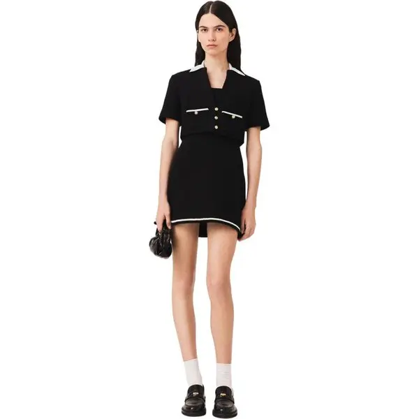 Maje 2-in-1 Tweed Dress - Black