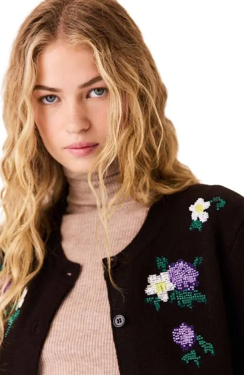 Maje Cardigan With Floral Embroidery