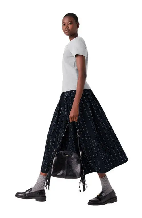 Maje Removable Beaded Collar T-shirt