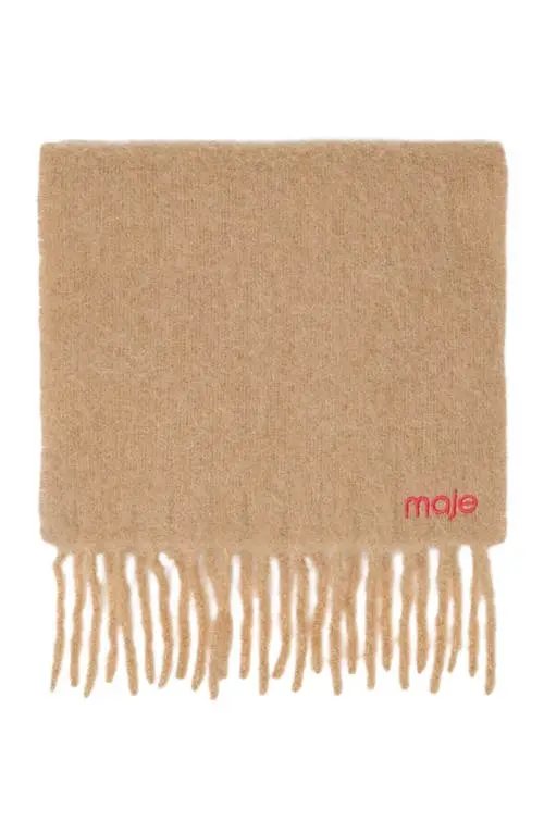 Maje Wool And Alpaca Blend Scarf - Camel