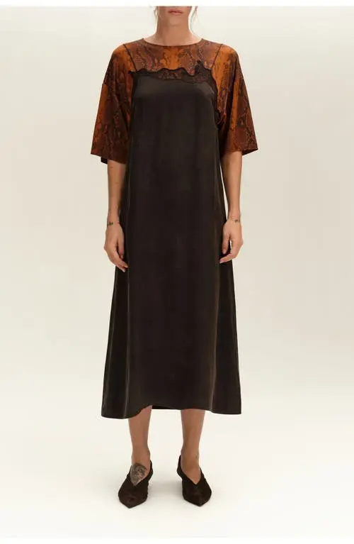 Bimba Y Lola Layered Two-material A-line Midi Dress