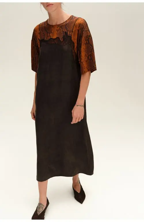 Bimba Y Lola Layered Two-material A-line Midi Dress