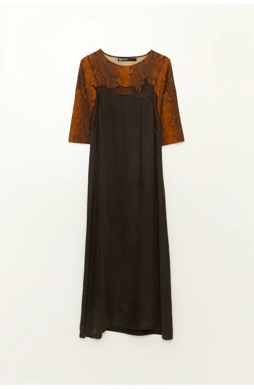 Bimba Y Lola Layered Two-material A-line Midi Dress